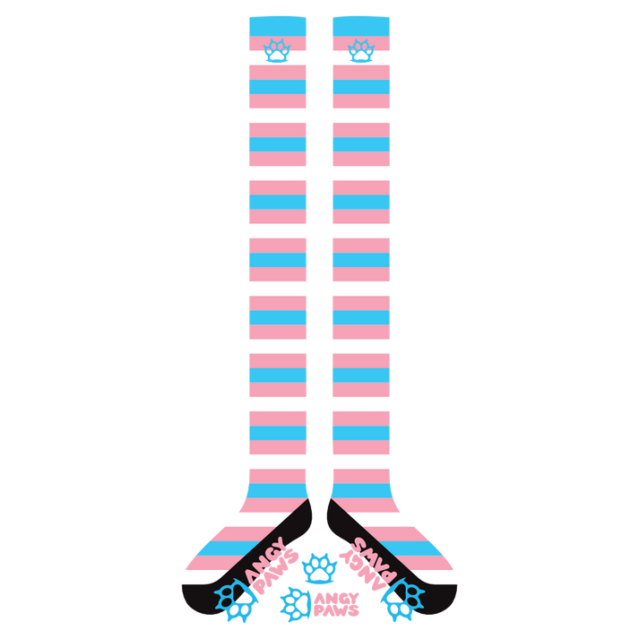 Trans Pride Slim Thigh High Sockies – Angy Paws